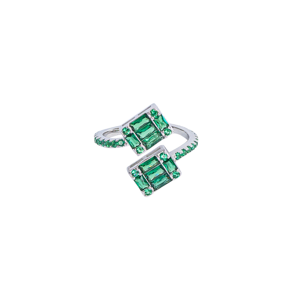 Adjustable Green CZ Statement Ring | Starlette Double Einstein