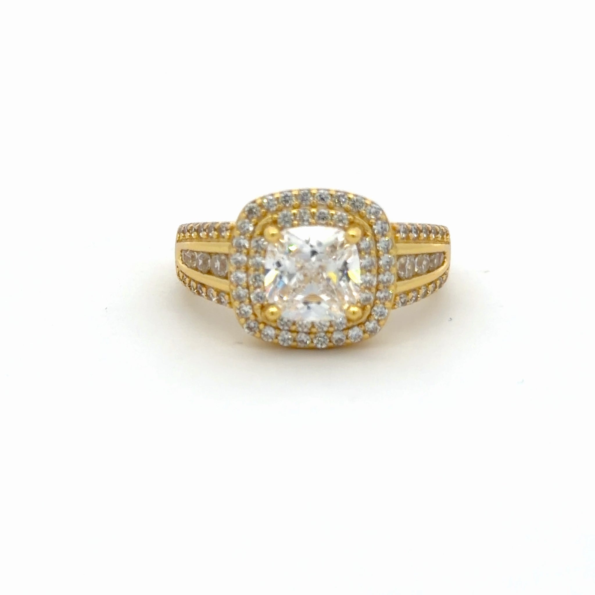 2 Carat Princess Cut Engagement Ring Gold | 5A CZ Diamond Alternative Halo